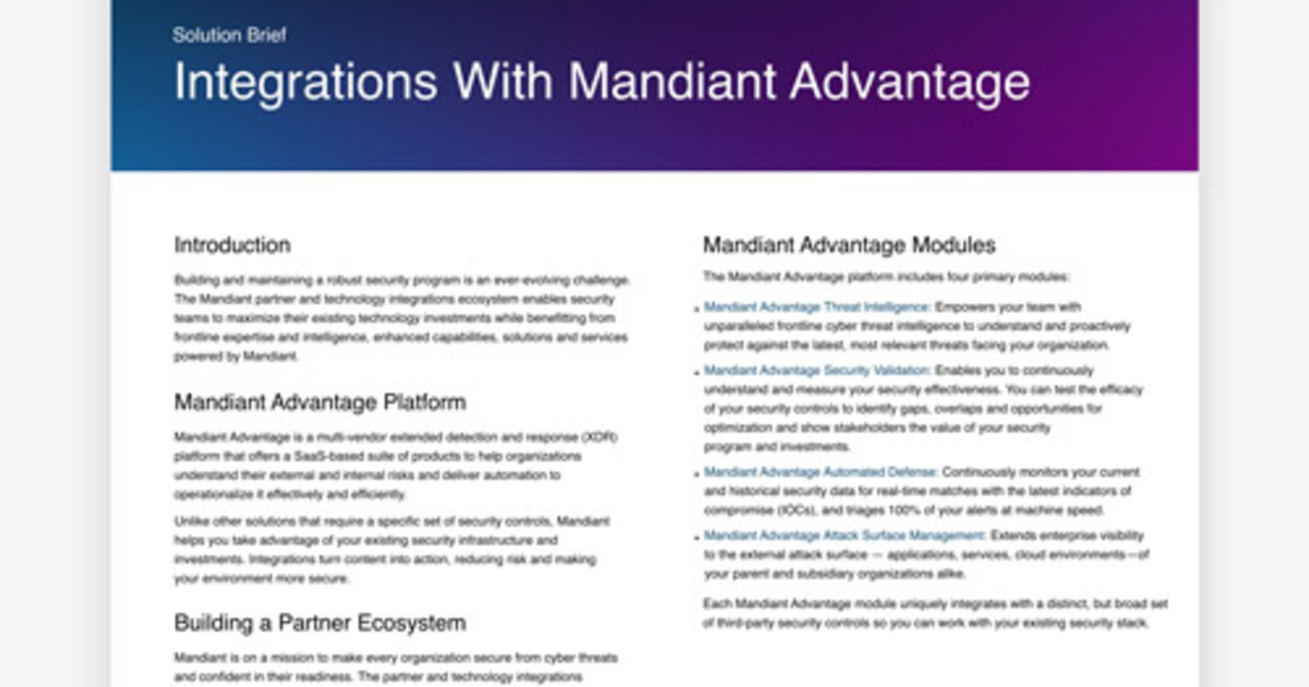 Integrations with Mandiant Advantage | Mandiant