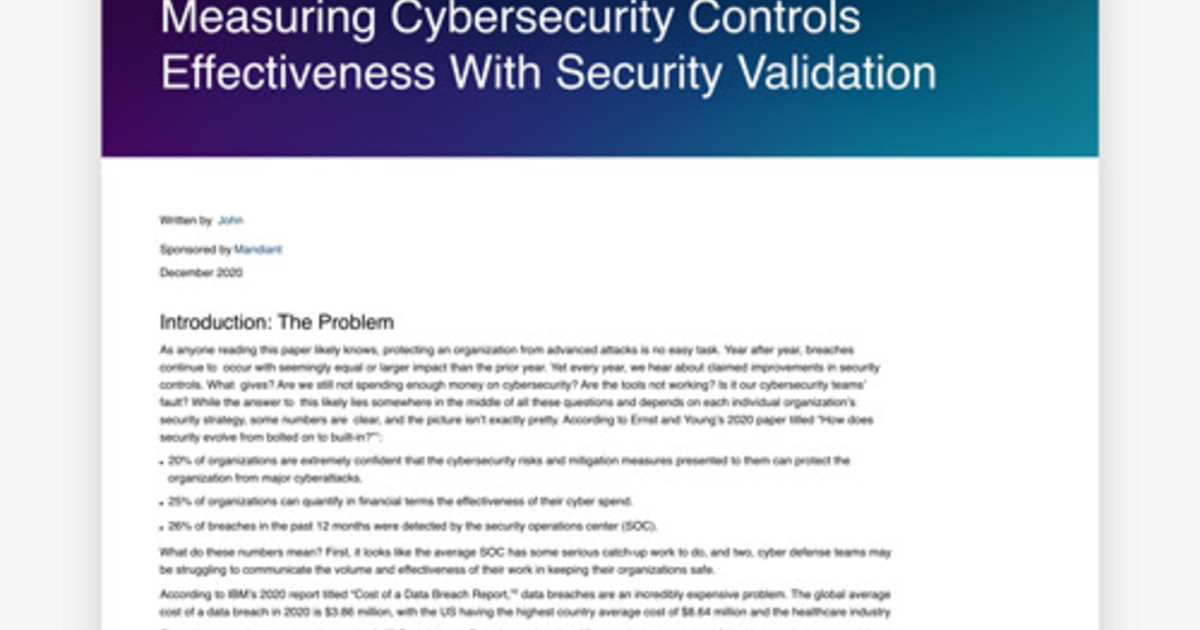 Security Validation Measuring Cybersecurity Effectiveness