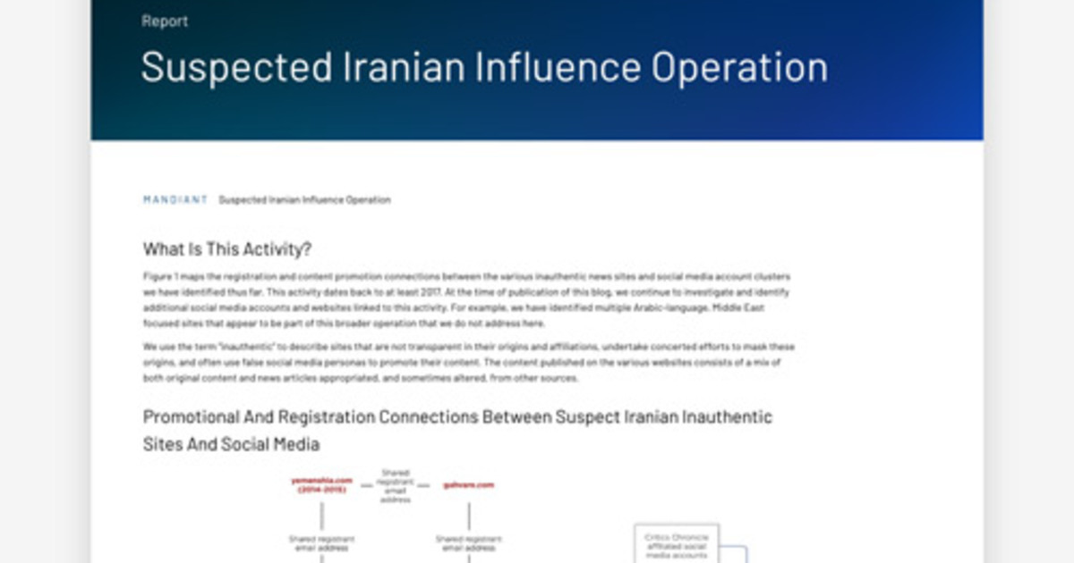 Suspected Iranian Influence Operation | Mandiant Suspected Iranian Influence Operation | Mandiant