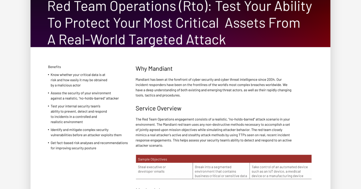 Red Team Operations Rto Mandiant 5580